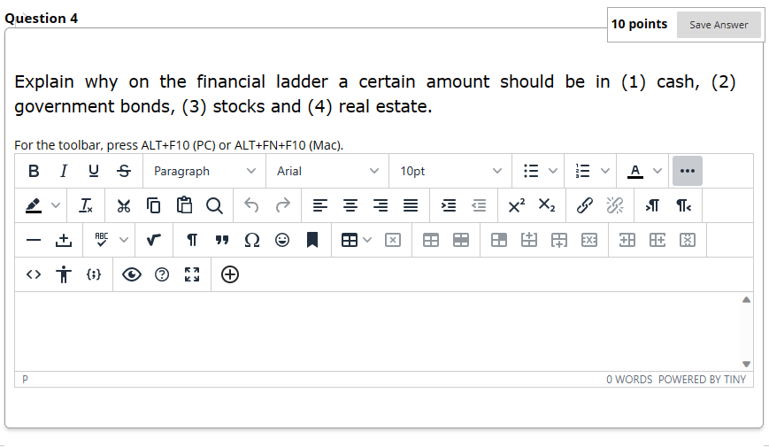 Solved Explain why on the financial ladder a certain amount | Chegg.com