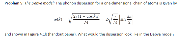 Solved Problem 5: The Debye model: The phonon dispersion for | Chegg.com