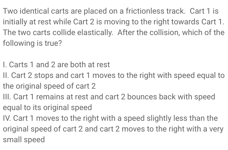 Solved Two identical carts are placed on a frictionless | Chegg.com