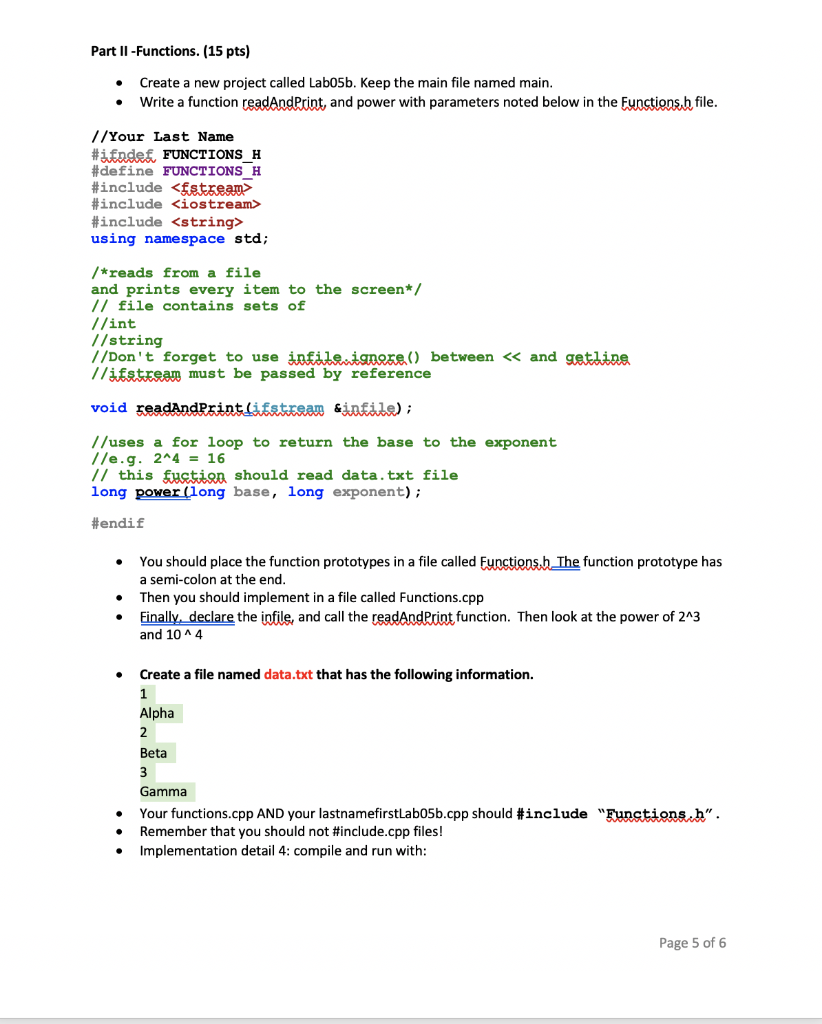 Name: Goals: Use of functions Use of .h and | Chegg.com