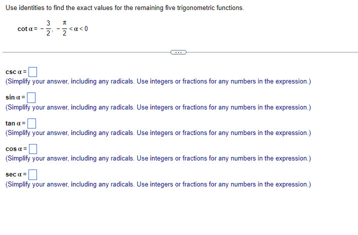 Solved Use identities to find the exact values for the | Chegg.com