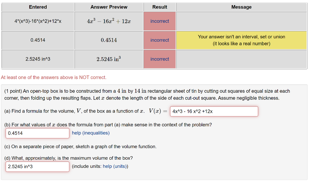 Solved Entered Answer Preview Result Message | Chegg.com