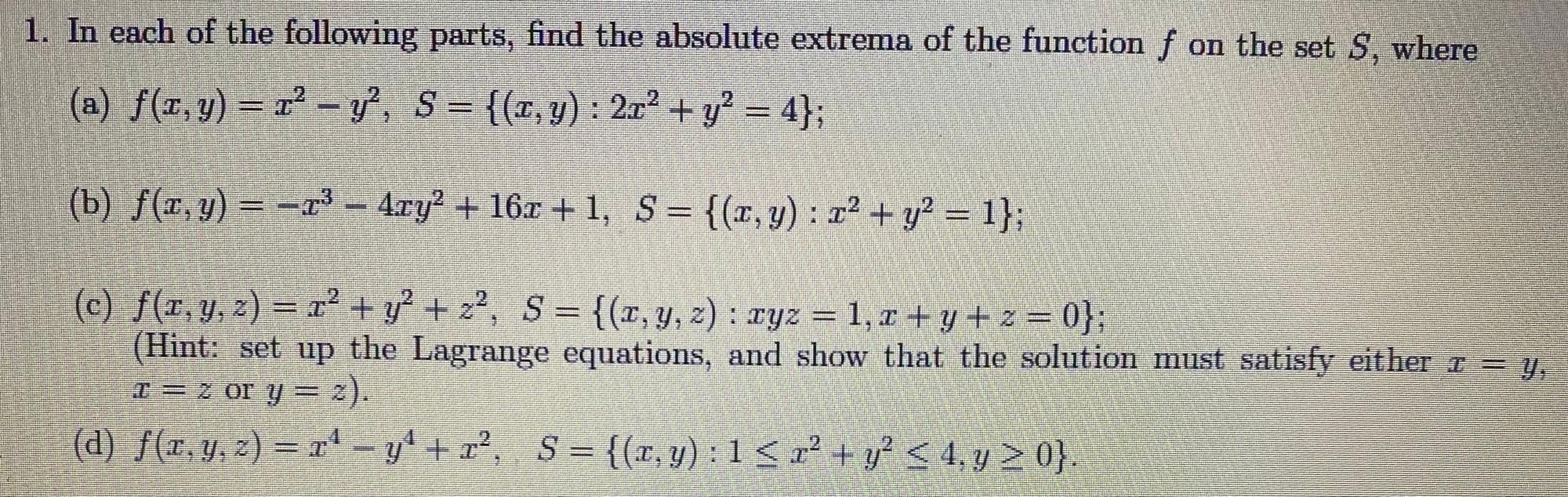 1. In each of the following parts, find the absolute | Chegg.com