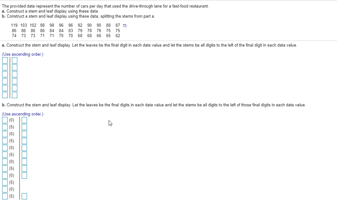 Solved The provided data represent the number of cars per | Chegg.com