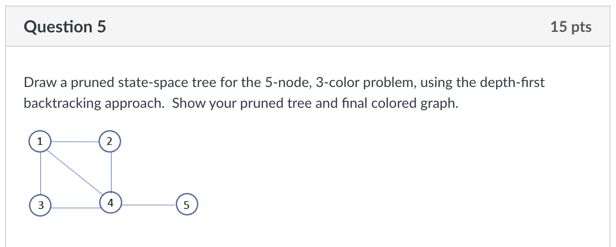 Solved Question 5 15 pts Draw a pruned state-space tree for | Chegg.com