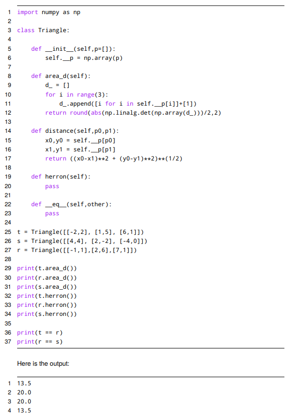 Solved This problem extends the triangle class from the | Chegg.com