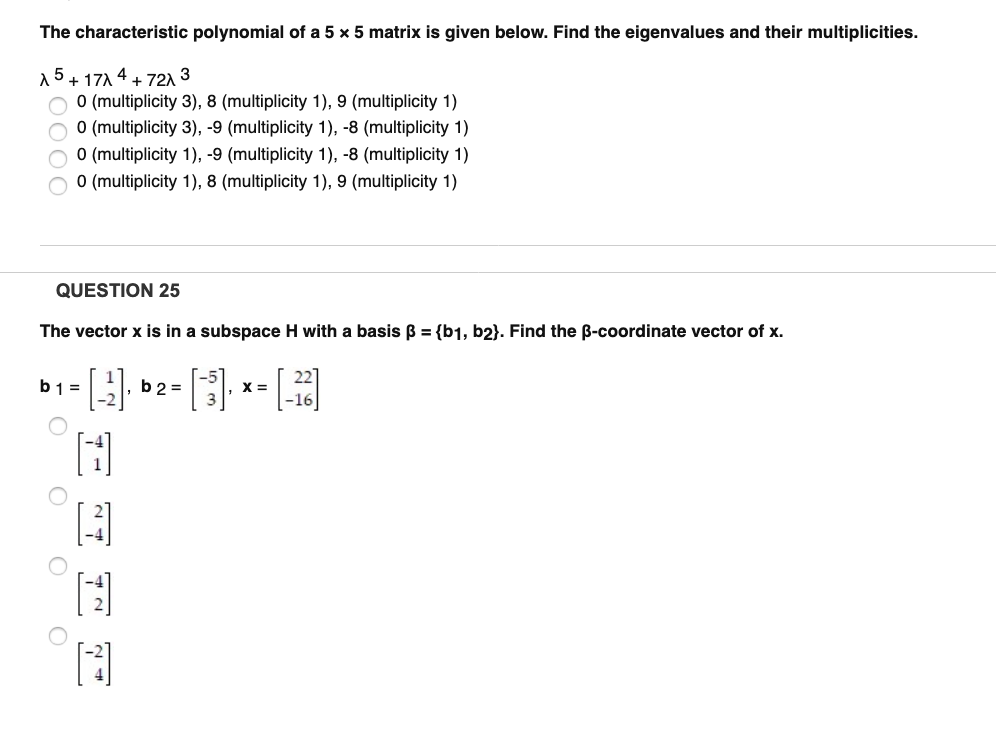 Solved The characteristic polynomial of a 5 x 5 matrix is | Chegg.com