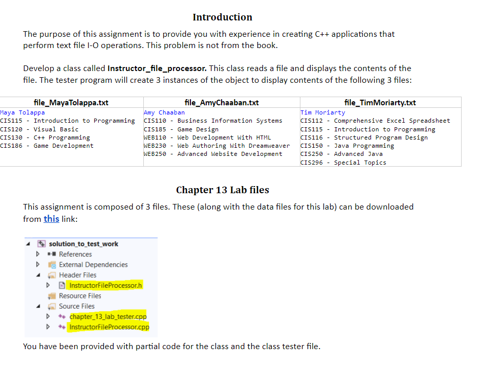 Solved Introduction The purpose of this assignment is to | Chegg.com
