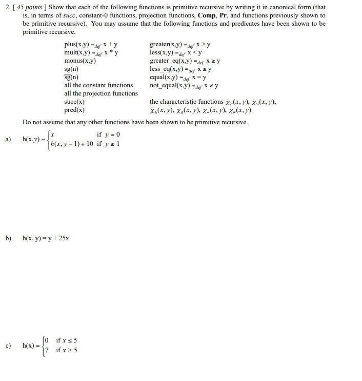 2. [ 45 points ] Show that each of the following | Chegg.com