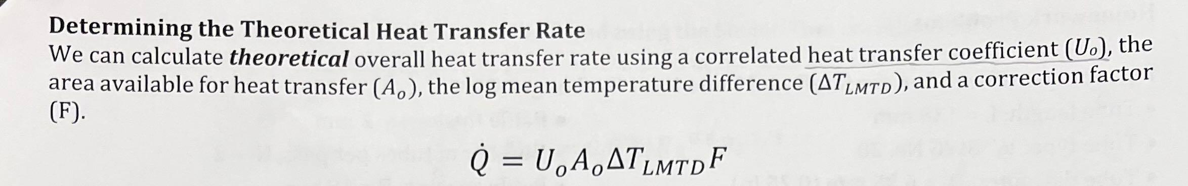 Determining the Theoretical Heat Transfer Rate We can | Chegg.com
