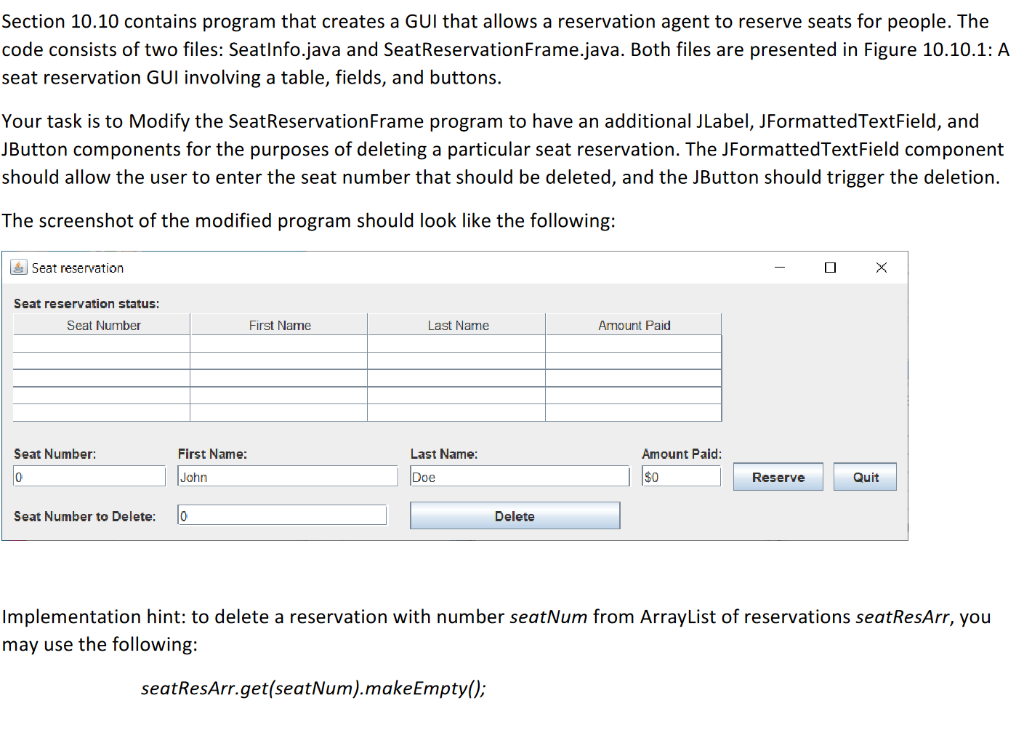 Section 10.10 contains program that creates a GUI | Chegg.com