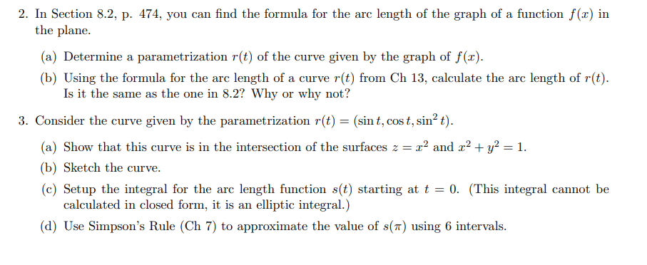 2. In Section 8.2 , p. 474 , you can find the formula | Chegg.com