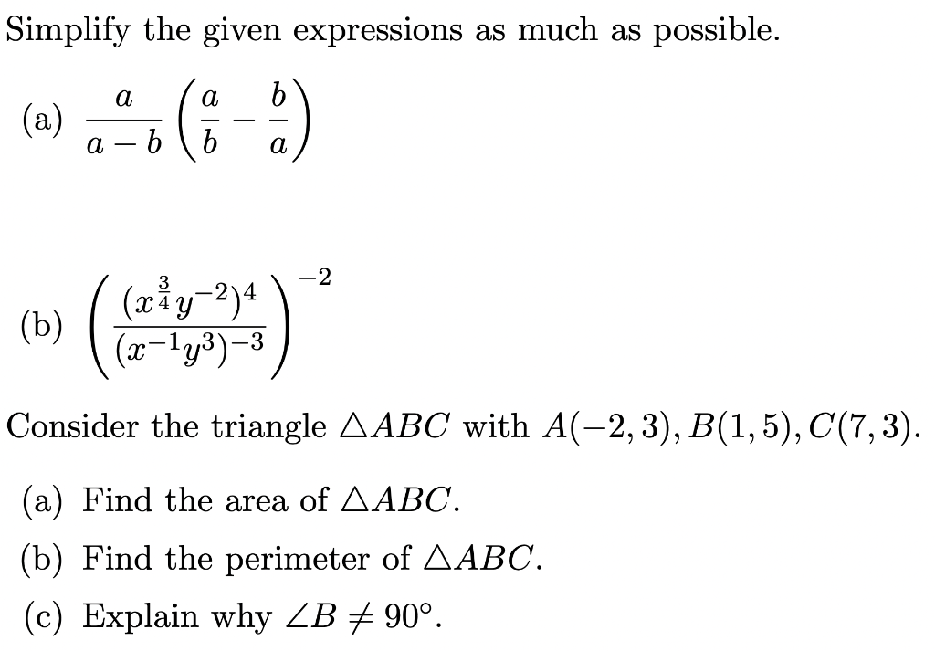Solved Simplify the given expressions as much as possible. a | Chegg.com