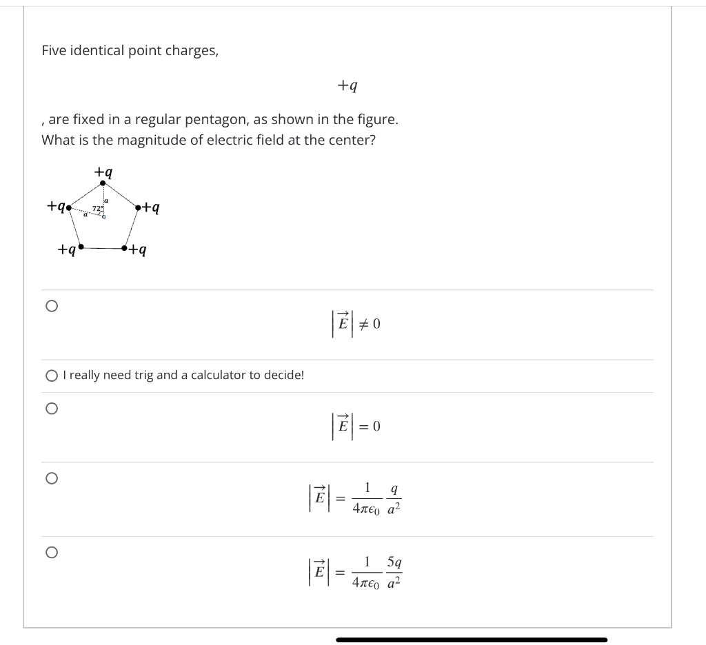 Solved Five identical point charges, +q , are fixed in a | Chegg.com