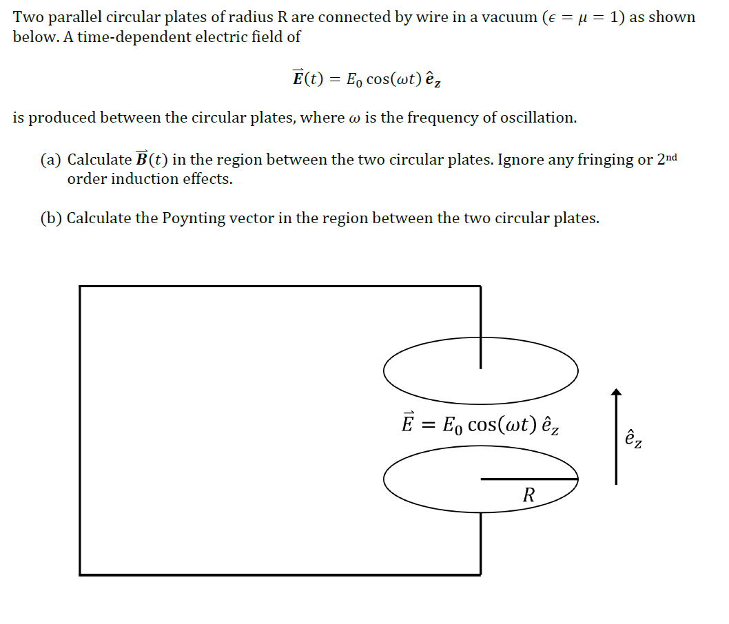 Solved Two parallel circular plates of radius R are | Chegg.com
