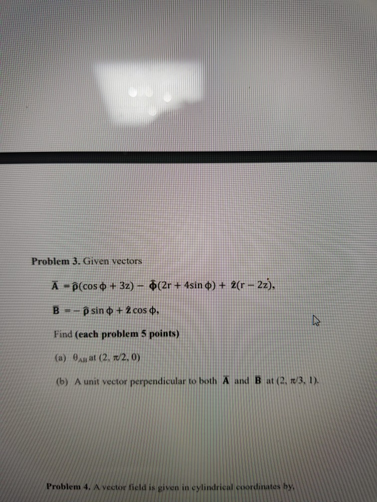 Solved Problem 3. Given vectors Find (each problem 5 points) | Chegg.com