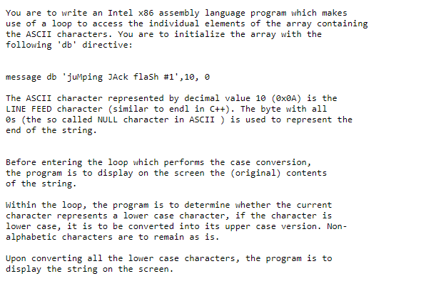 Solved You are to write an Intel x86 assembly language | Chegg.com