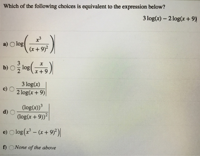 Solved Which of the following choices is equivalent to the | Chegg.com