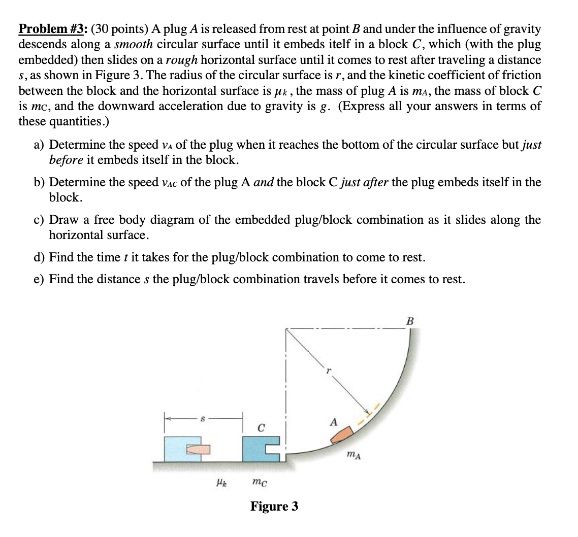 Solved Problem #3: (30 ﻿points) ﻿A plug A ﻿is released from | Chegg.com