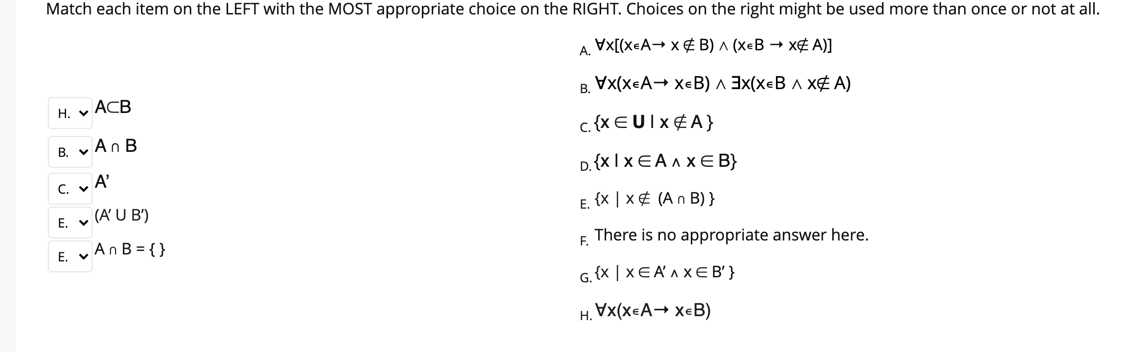 Solved Match each item on the LEFT with the MOST appropriate | Chegg.com