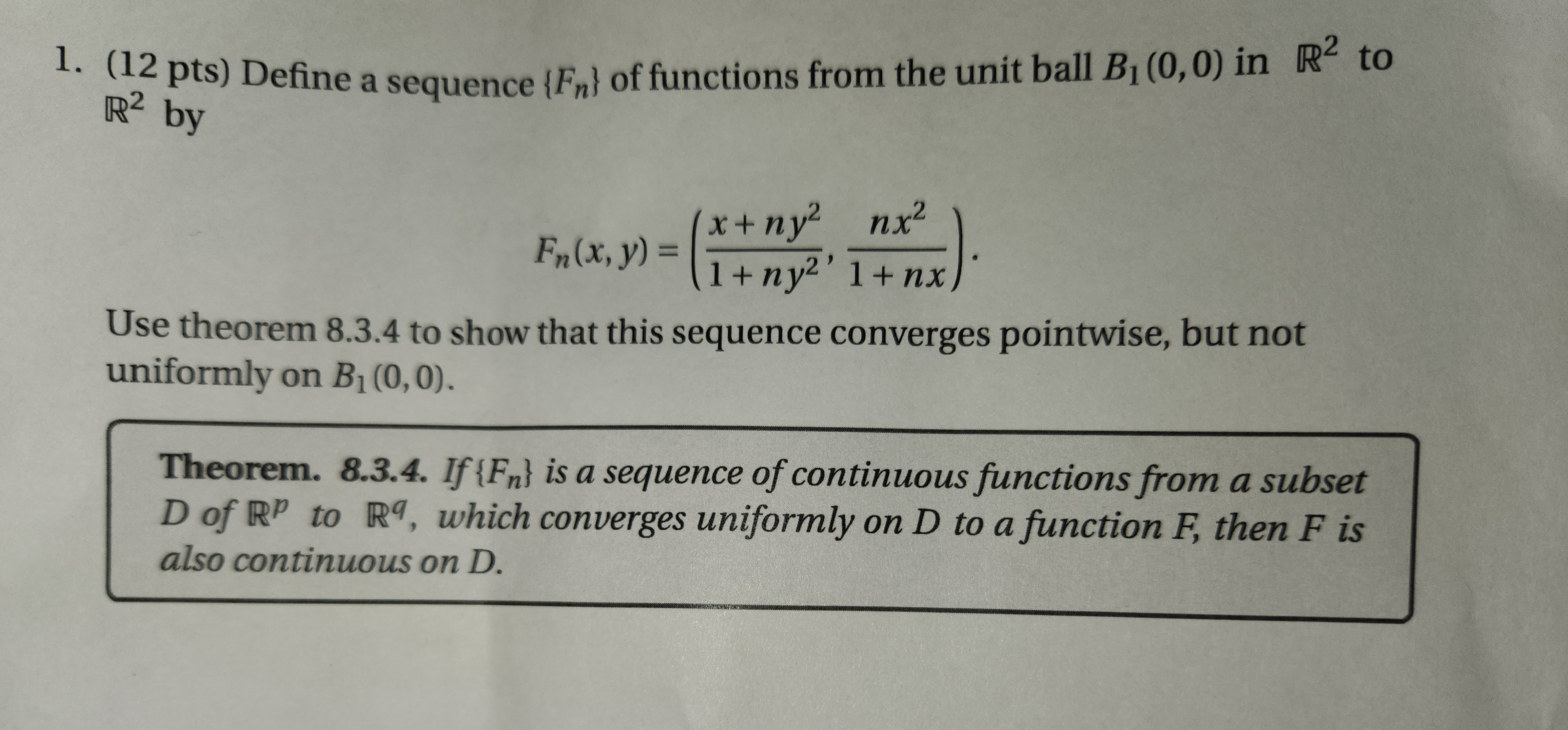 Solved 1. (12 pts) Define a sequence {Fn} of functions from | Chegg.com