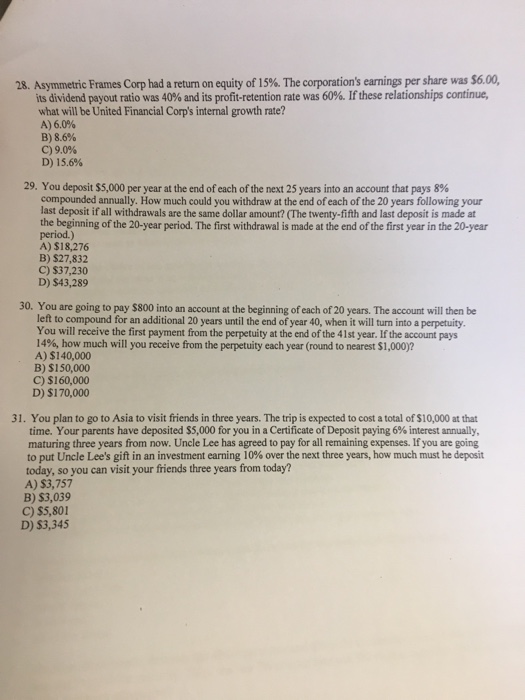 Solved Give me solution for all answers with formula.Please | Chegg.com