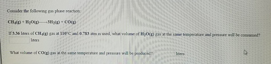 Solved Consider the following gas phase reaction: CH4(g) + | Chegg.com