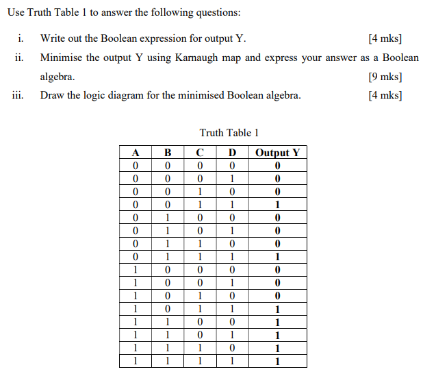 Solved Use Truth Table 1 to answer the following questions: | Chegg.com