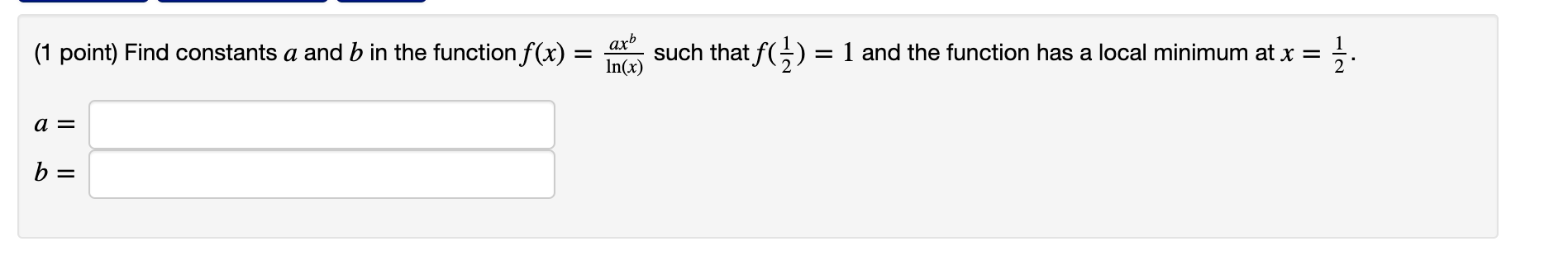 Solved (1 point) Find constants a and b in the function | Chegg.com