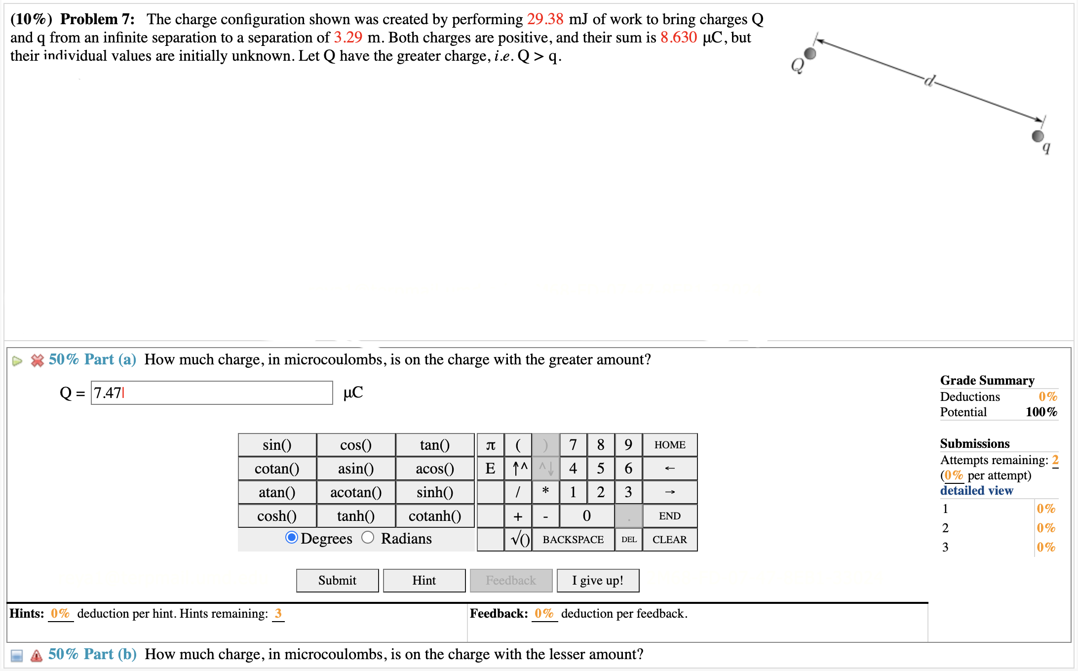 Solved (10\%) Problem 7: The charge configuration shown was | Chegg.com
