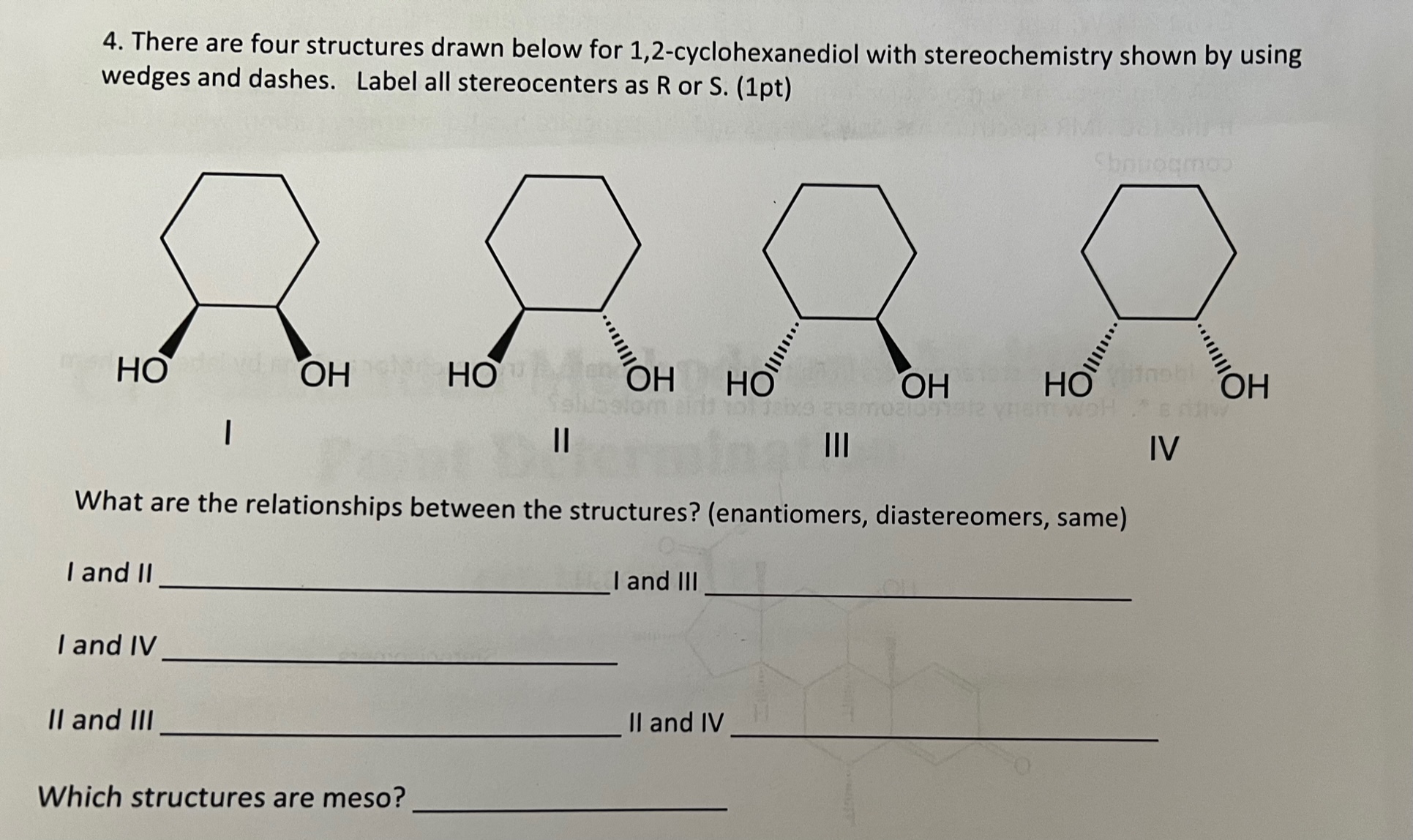 Solved There are four structures drawn below for | Chegg.com
