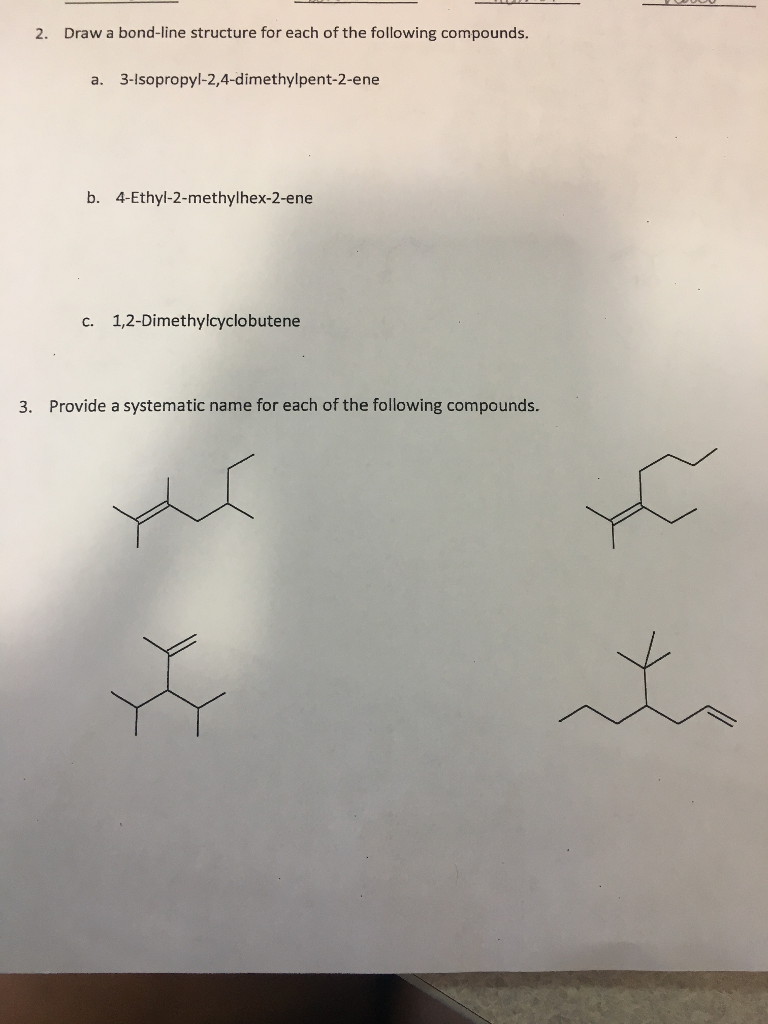 Solved 2. Draw a bond-line structure for each of the | Chegg.com