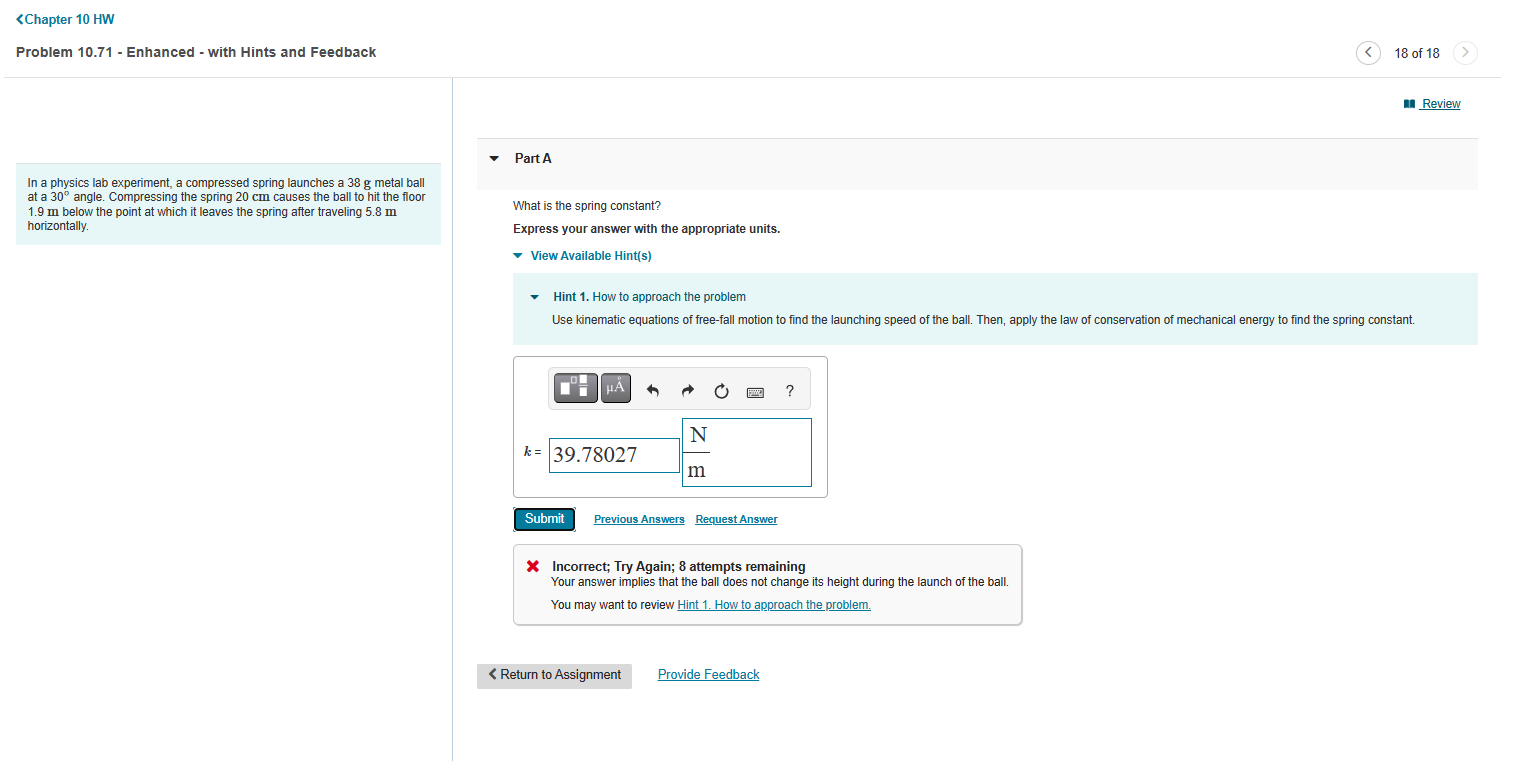 Solved In a physics lab experiment, a compressed spring | Chegg.com