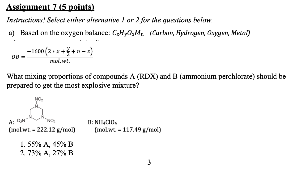 Solved Assignment 7 (5 points) Instructions! Select either | Chegg.com