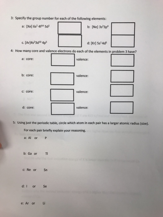 Solved 3: Specify the group number for each of the following | Chegg.com