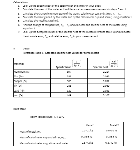 Solved Lab 1 Specific Heat Objective After completing this | Chegg.com