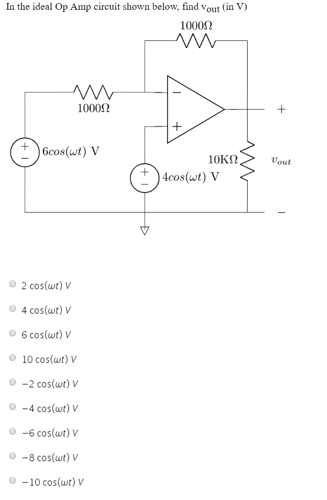 Solved In the ideal Op Amp circuit shown below, find Vout | Chegg.com