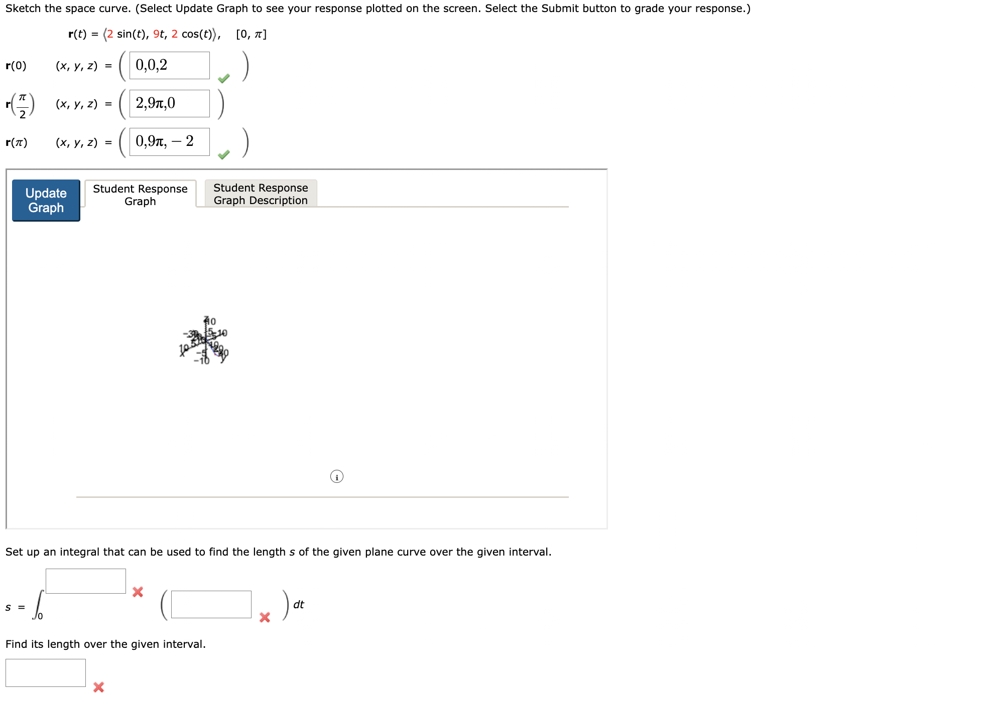 Sketch the space curve. (Select Update Graph to see | Chegg.com