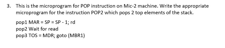 3. This is the microprogram for POP instruction on | Chegg.com