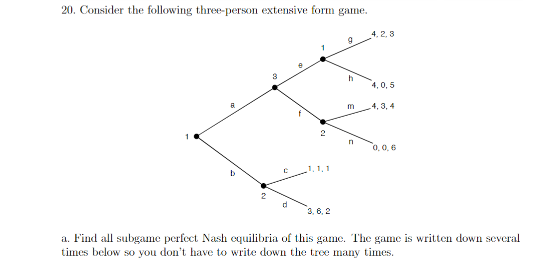 Solved Consider the following three-person extensive form | Chegg.com