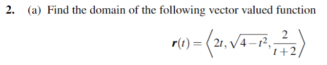 Solved Find the domain of the following vector valued | Chegg.com
