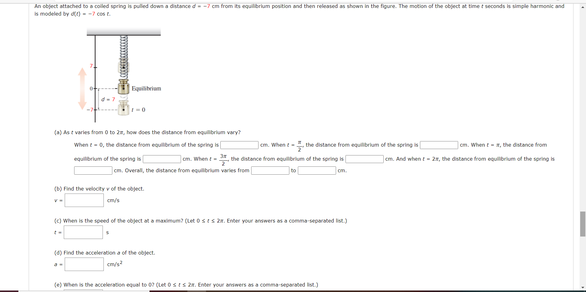 Solved An object attached to a coiled spring is pulled down | Chegg.com