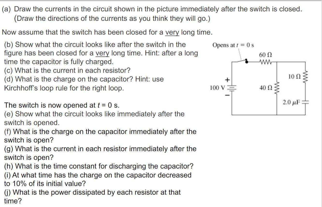 Solved (a) Draw the currents in the circuit shown in the | Chegg.com