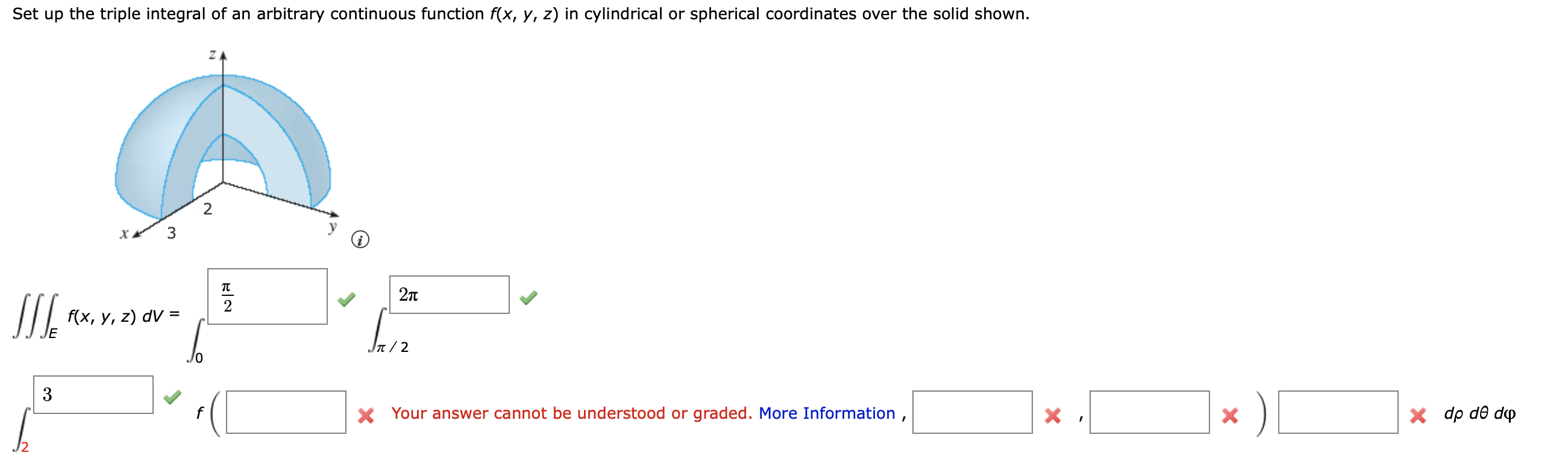 Solved Set up the triple integral of an arbitrary continuous | Chegg.com