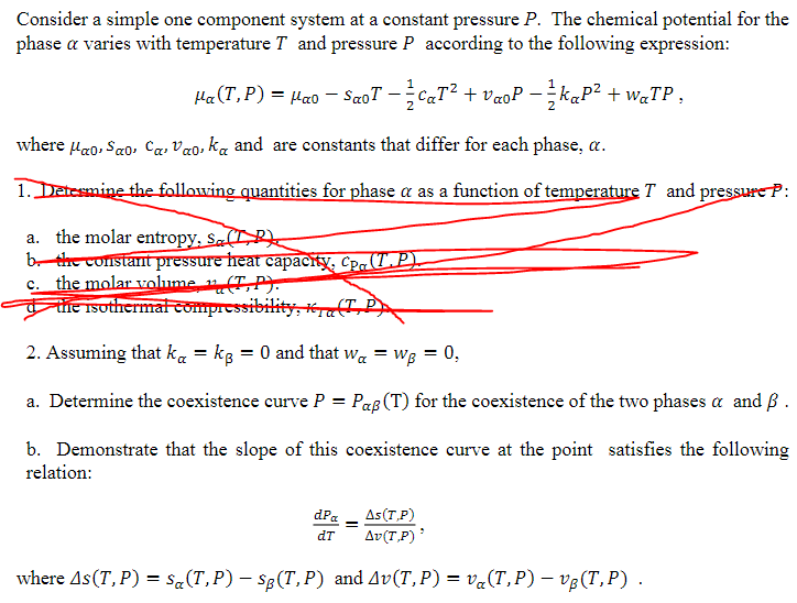 Consider a simple one component system at a constant | Chegg.com