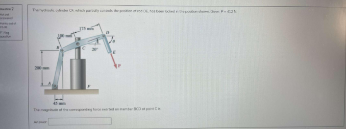 Solved The hydraulic cylinder CF which partially controls | Chegg.com