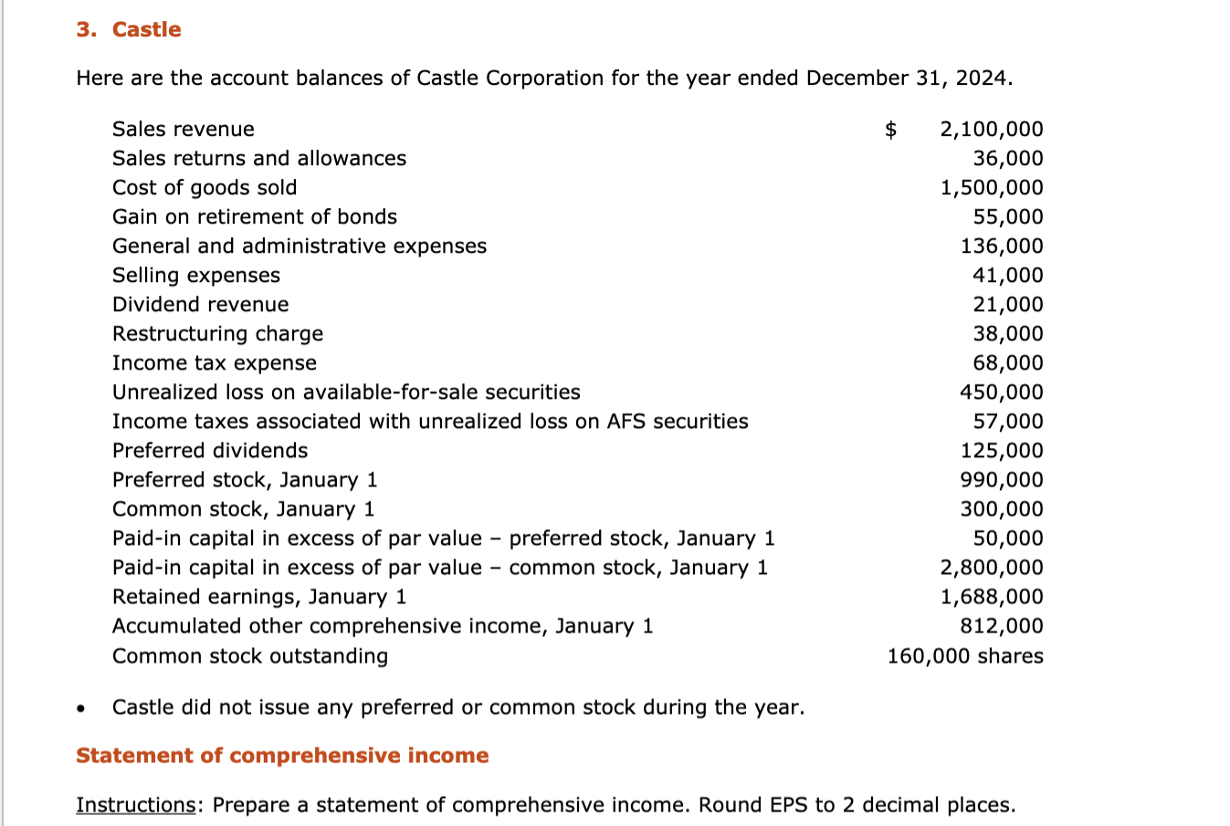 Solved I need help to compute “statement of comprehensive | Chegg.com