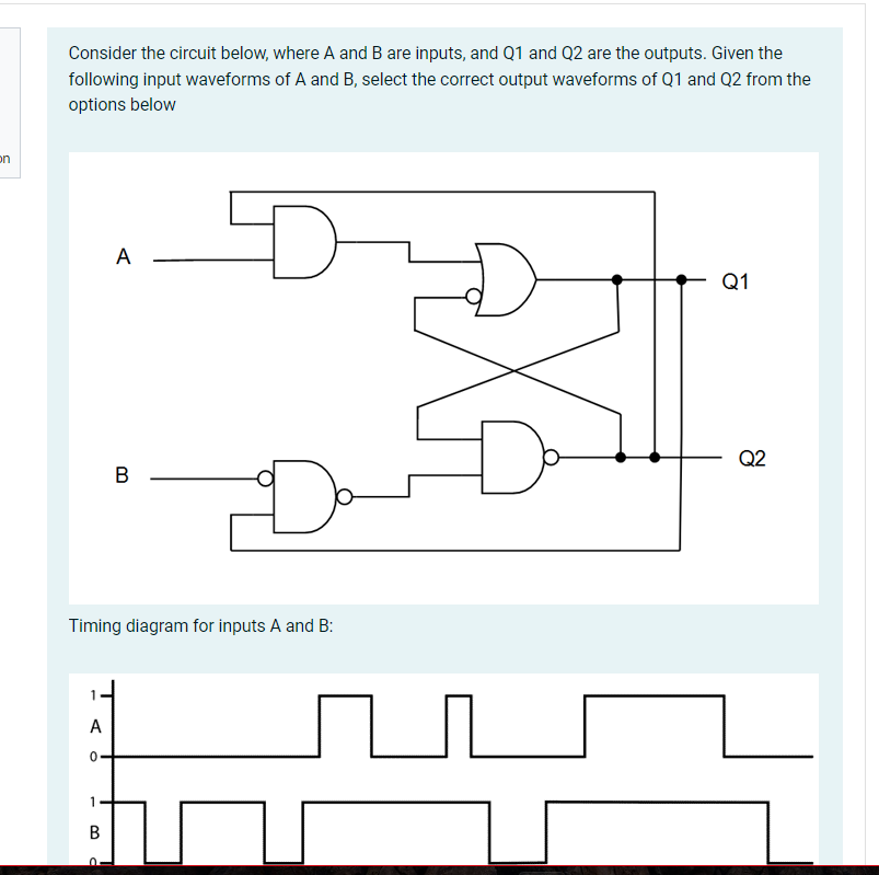 Solved Consider the circuit below, where A and B are inputs, | Chegg.com