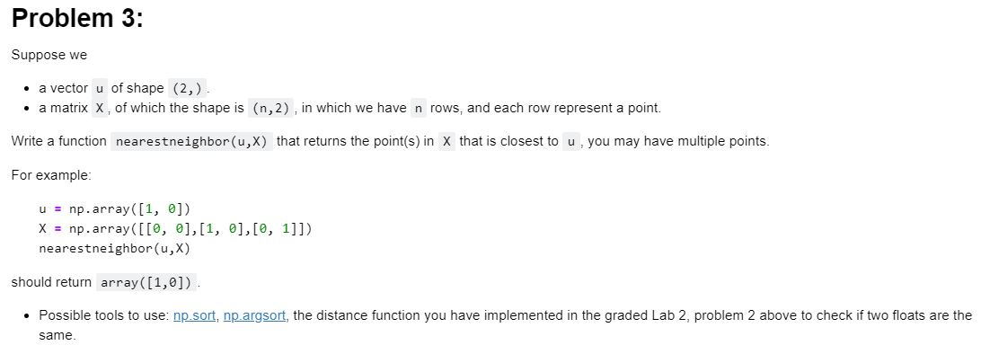 Solved Problem 3: Suppose we • a vector u of shape (2,). • a | Chegg.com