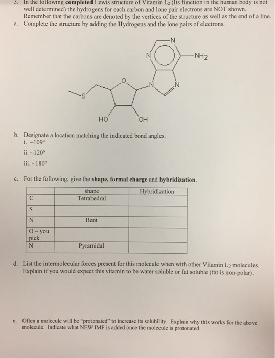 Solved In the following completed Lewis structure of Vitamin | Chegg.com